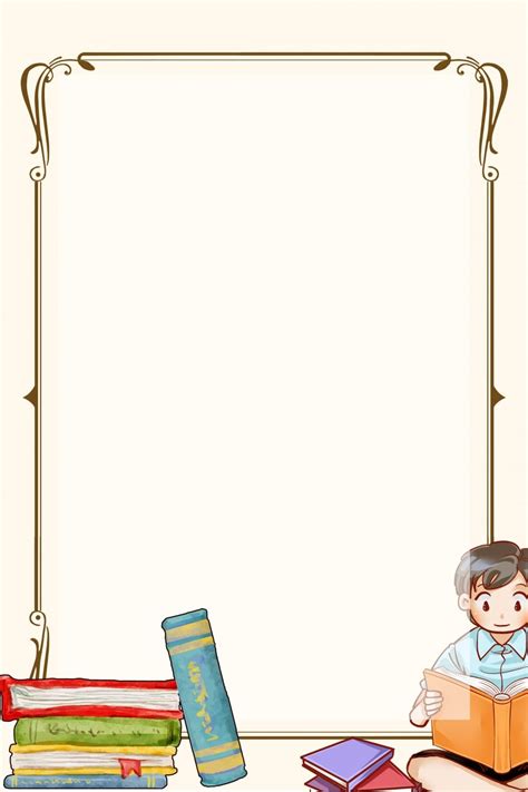 Free Vector Border Template With Girl Reading Book 3487742