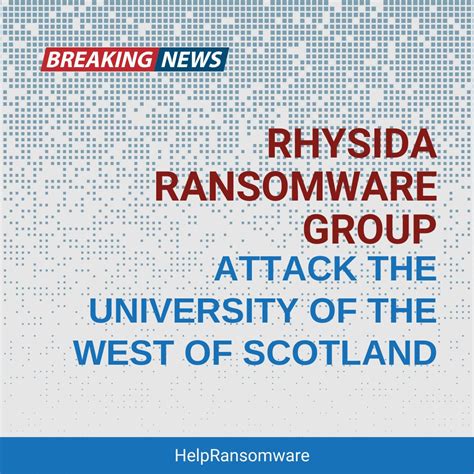 Helpransomware On Linkedin Rhysida Cybersecurity Uws Ransomware Helpransomware