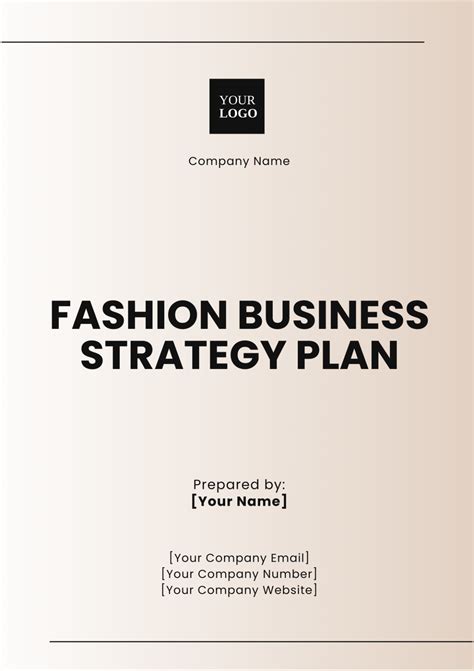 Free Fashion Business Strategy Plan Template To Edit Online