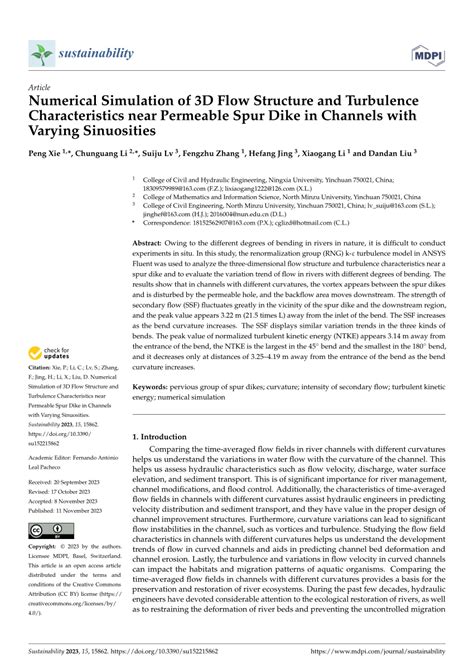 Pdf Numerical Simulation Of 3d Flow Structure And Turbulence Characteristics Near Permeable