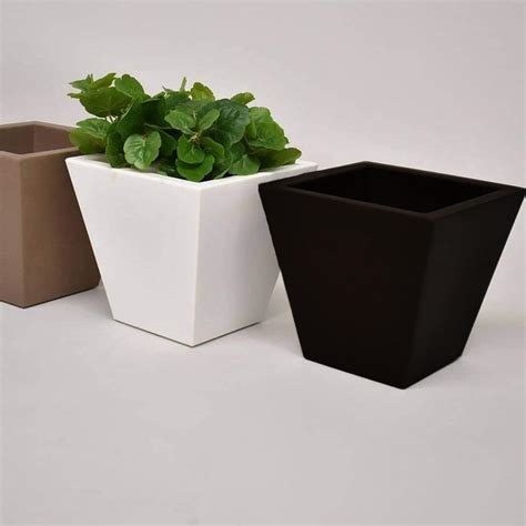 Elly Décor 12 Inch Square Plastic Planter With Drainage Hole Plant Pot