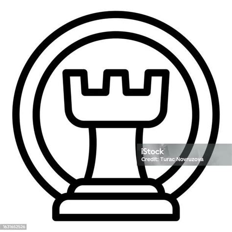 체스 루크 라인 아이콘입니다 체스 성 벡터 그림은 흰색으로 분리되어 있습니다 앱 및 앱을 위해 설계된 게임 개요 스타일 에피소드 10 10에 대한 스톡 벡터 아트 및 기타