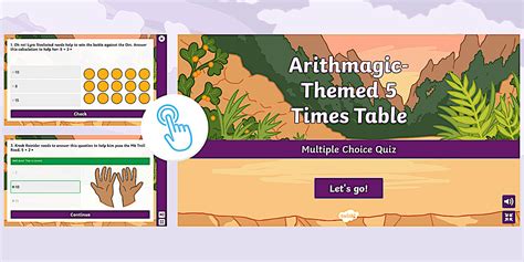the numbers game arithmagic themed 5 times table multiple choice quiz