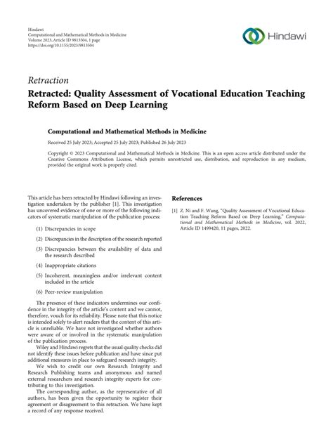 Pdf Retracted Quality Assessment Of Vocational Education Teaching