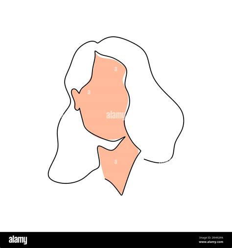 One Continuous Single Line Of Surreal Abstract Woman Face Isolated On White Background Stock