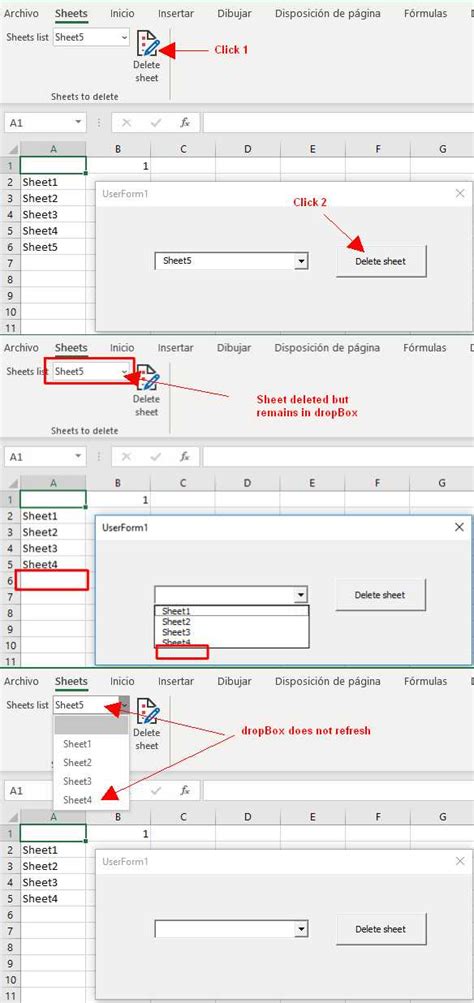 Vba Excel Ribbon Dropbox Does Not Refresh The List When I Delete