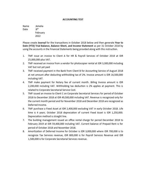 Accounting Test Download Free Pdf Revenue Expense