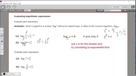 Evaluating Logarithmic Expressions Youtube