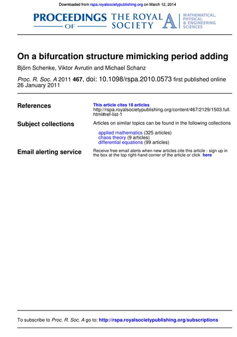 Pdf On A Bifurcation Structure Mimicking Period Adding