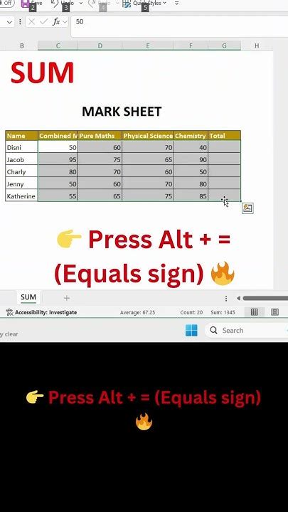 🚀 excel sum shortcut key save time with this quick trick 🔥 excel