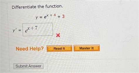 solved differentiate the function y ex 4 3 y ex 7