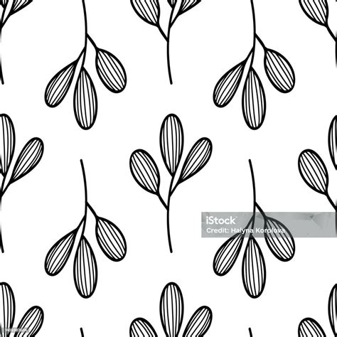 멋진 나뭇잎 원활한 단색 꽃 무늬 검은 추상 꽃 꽃을 모티브로 한 식물 잉크 일러스트레이션 직물 포장지 벽지 또는 인쇄물을위한