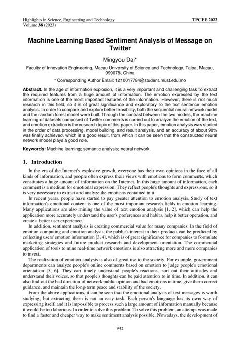 Pdf Machine Learning Based Sentiment Analysis Of Message On Twitter