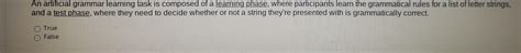 solved an artificial grammar learning task is composed of a