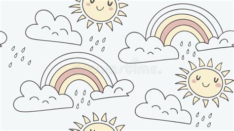 Cheerful Weather Rainbow Sun Clouds Sunny Day Sky Vector Illustration Vector Design Generative