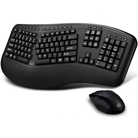 Adesso Wkb 1500gb Tru Form Wireless Ergonomic Keyboard And Laser Mouse