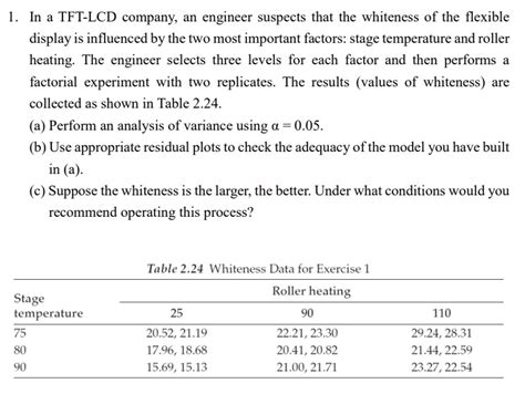 Solved In A TFT LCD Company An Engineer Suspects That Chegg