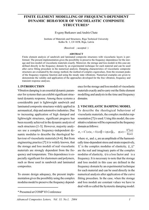 Pdf Finite Element Modelling Of Frequency Dependent Dynamic Behaviour