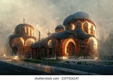 Byzantine Architecture Digital Art Style 3d Stock Illustration