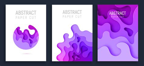 가장 인기있는 색상 양성자 보라색 3d 추상 종이 컷 파도와 배경으로 설정 수직 배너 비즈니스 프리젠 테이션 전단지 포스터 및 초대를위한 벡터 디자인 레이아웃 개념에 대한