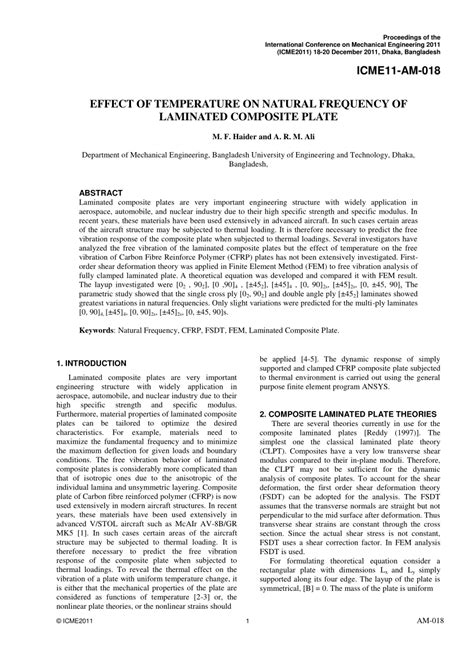 Pdf Effect Of Temperature On Natural Frequency Of Laminated Composite Plates