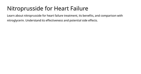Nitroprusside For Heart Failure Medsis