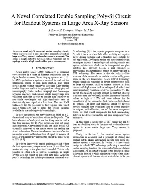 A Novel Correlated Double Sampling Poly Si Circuit For Readout Systems In Large Area X Ray