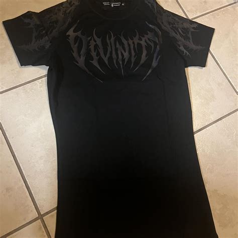 Black Breathe Divinity Tee With Grey Accents Goth Depop