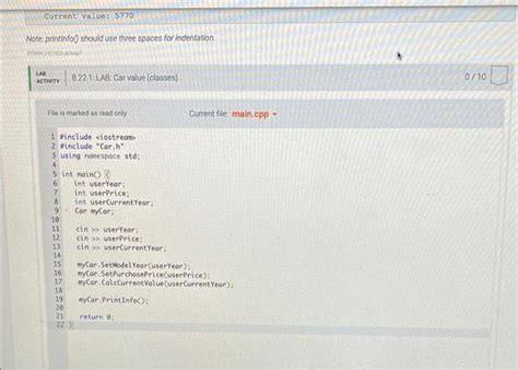 Solved 822 Lab Car Value Classes Given Plete