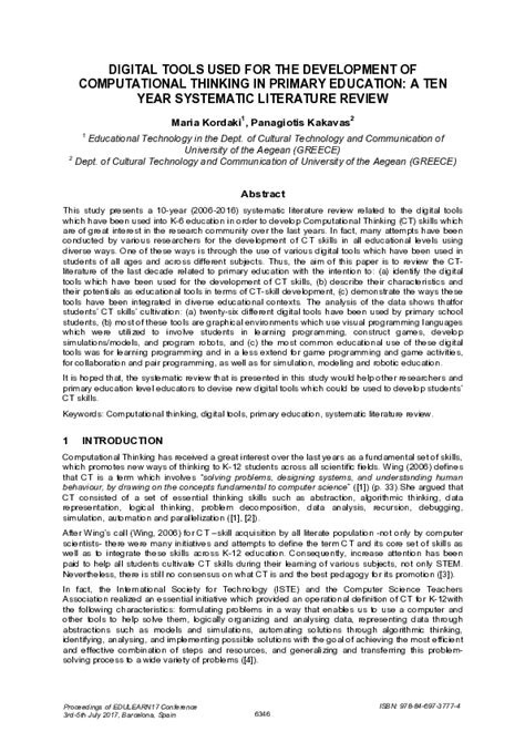 Pdf Digital Tools Used For The Development Of Computational Thinking