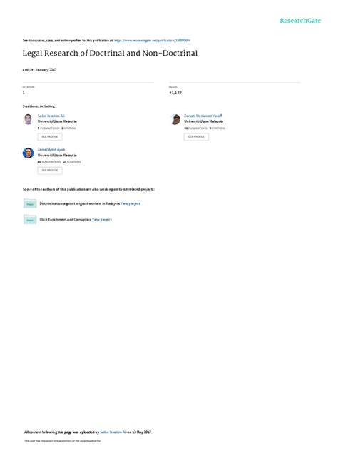Legal Research Of Doctrinal And Non Doctrinal January 2017 Pdf Scientific Method