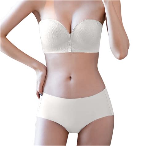 Bigersell Womens Strapless Bra Set Front Closure Strapless Bra And
