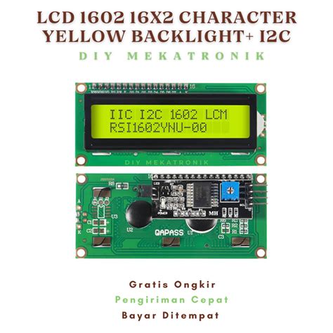 Jual Lcd 1602 16x2 Character Yellow Backlight I2c Serial Modul Kota
