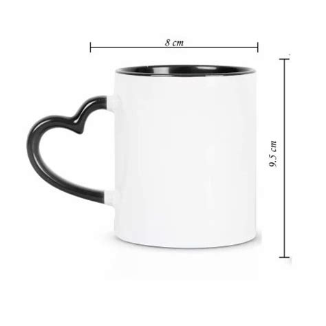 White Printed Sublimation Heart Handle Magic Mug For Ting Purpose
