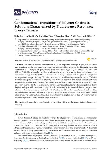 Pdf Conformational Transitions Of Polymer Chains In Solutions