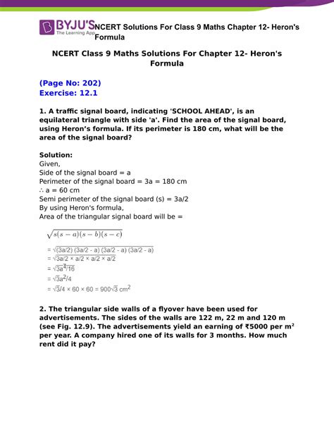 Ncert Solutions Class 9 Maths Chapter 12 Herons Formula Free Download