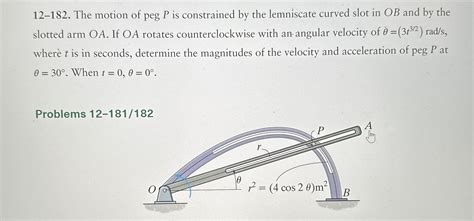 Solved 12 182 The Motion Of Peg P Is Constrained By The Chegg Com