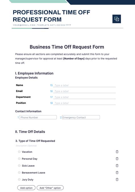 Free Hr Leave Request Form Template To Edit Online
