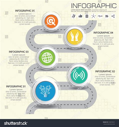 곡선 도로에 포인터가 있는 벡터 인포그래픽 스톡 벡터로열티 프리 535876531 Shutterstock