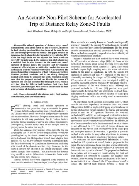 Non Pilot Scheme For Accelerated Pdf Relay Electrical Impedance