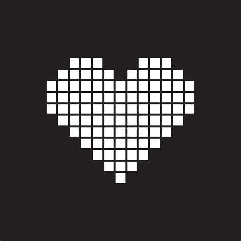 Eps10 Vector Blanco Pixel Art Corazón Abstracto Icono Sólido Aislado