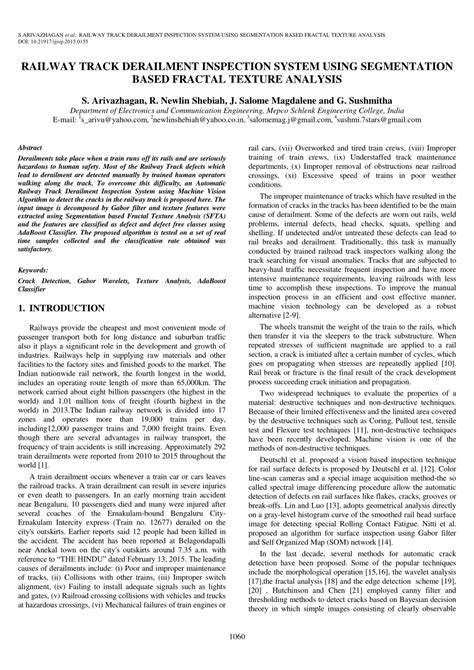 Pdf Railway Track Derailment Inspection System Using Segmentation