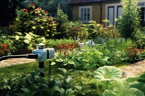 Programmable Automatic Garden Watering System Sunset Generate Ai Stock