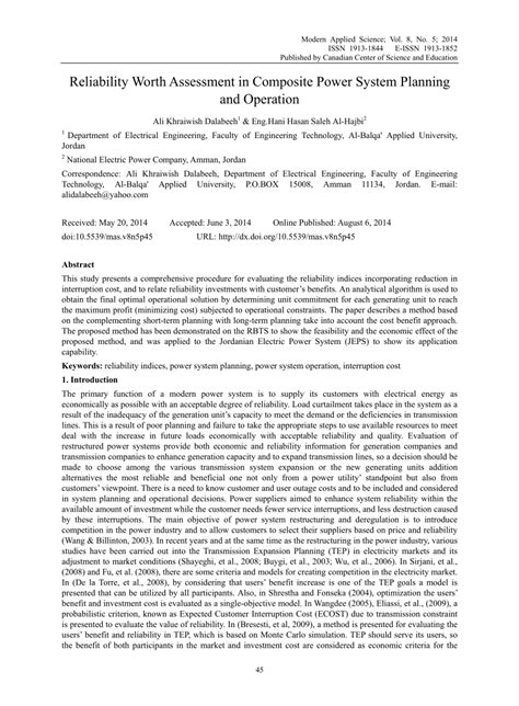Pdf Reliability Worth Assessment In Composite Power System Planning