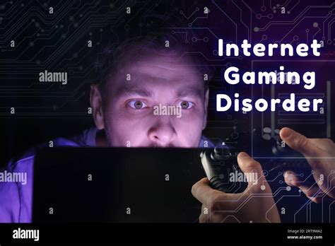 Internet Gaming Disorder Double Exposure With Photos Of Man Using Computer At Night And Guy