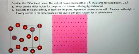 SOLVED Consider The FCC Unit Cell Below The Unit Cell Has An Edge Length Of A The Atoms Have