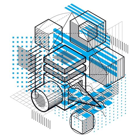 Premium Vector Abstract Design With 3d Linear Mesh Shapes And Figures Vector Isometric