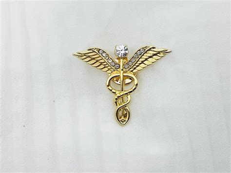 Golden Caduceus Pin Medical Pin Nurse T Idea Etsy