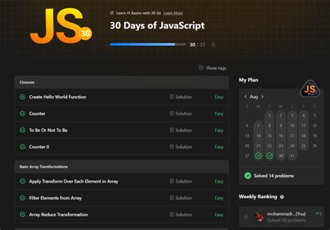 Mohammad Rafy On Linkedin Solved 30 Problems On 30 Days Of Javascript