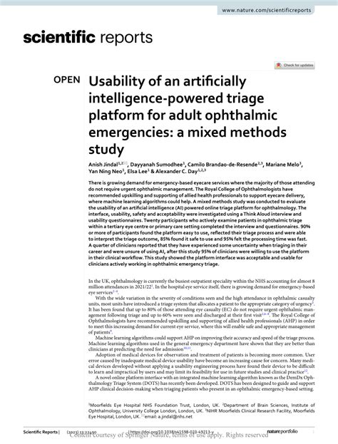 Pdf Usability Of An Artificially Intelligence Powered Triage Platform For Adult Ophthalmic